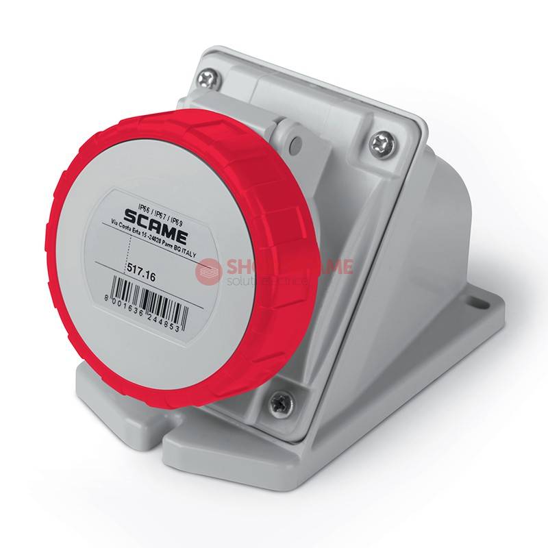 SOCKET OUTLET 3P+E IP67 16A 6h 380-415V SCAME 517.1656